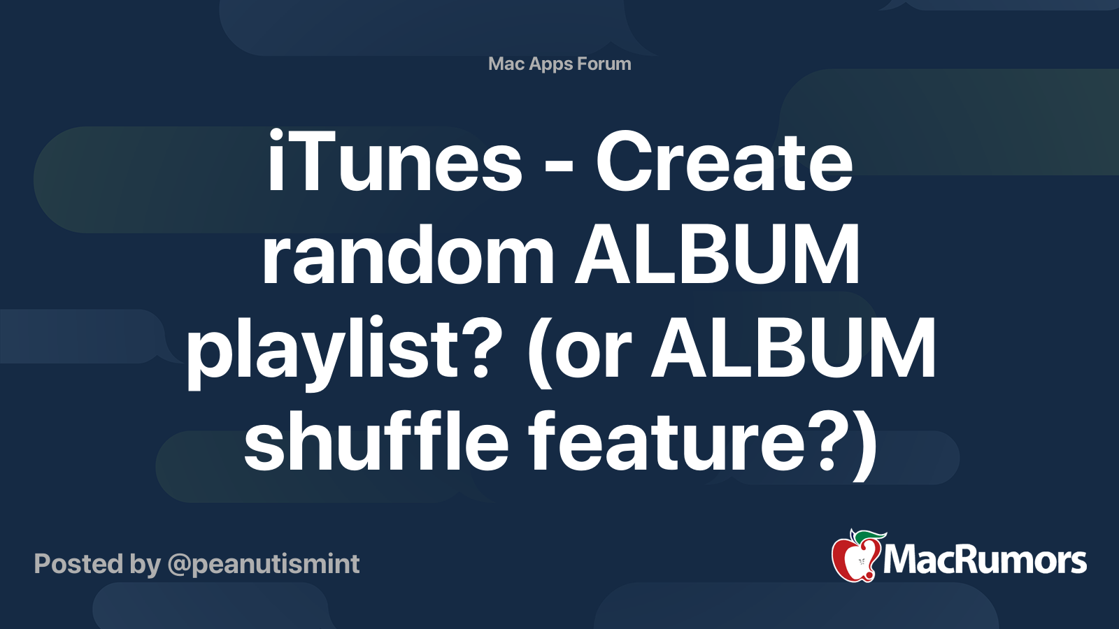 iTunes - Create random ALBUM playlist? (or ALBUM shuffle feature ...
