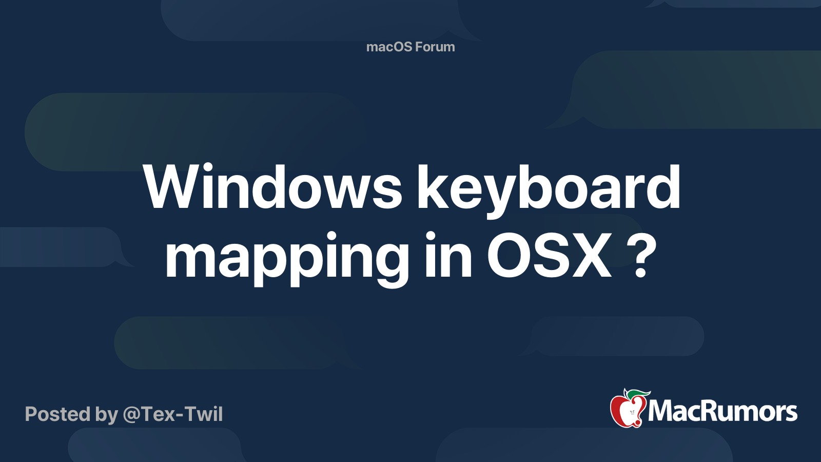 Windows keyboard mapping in OSX ? | MacRumors Forums