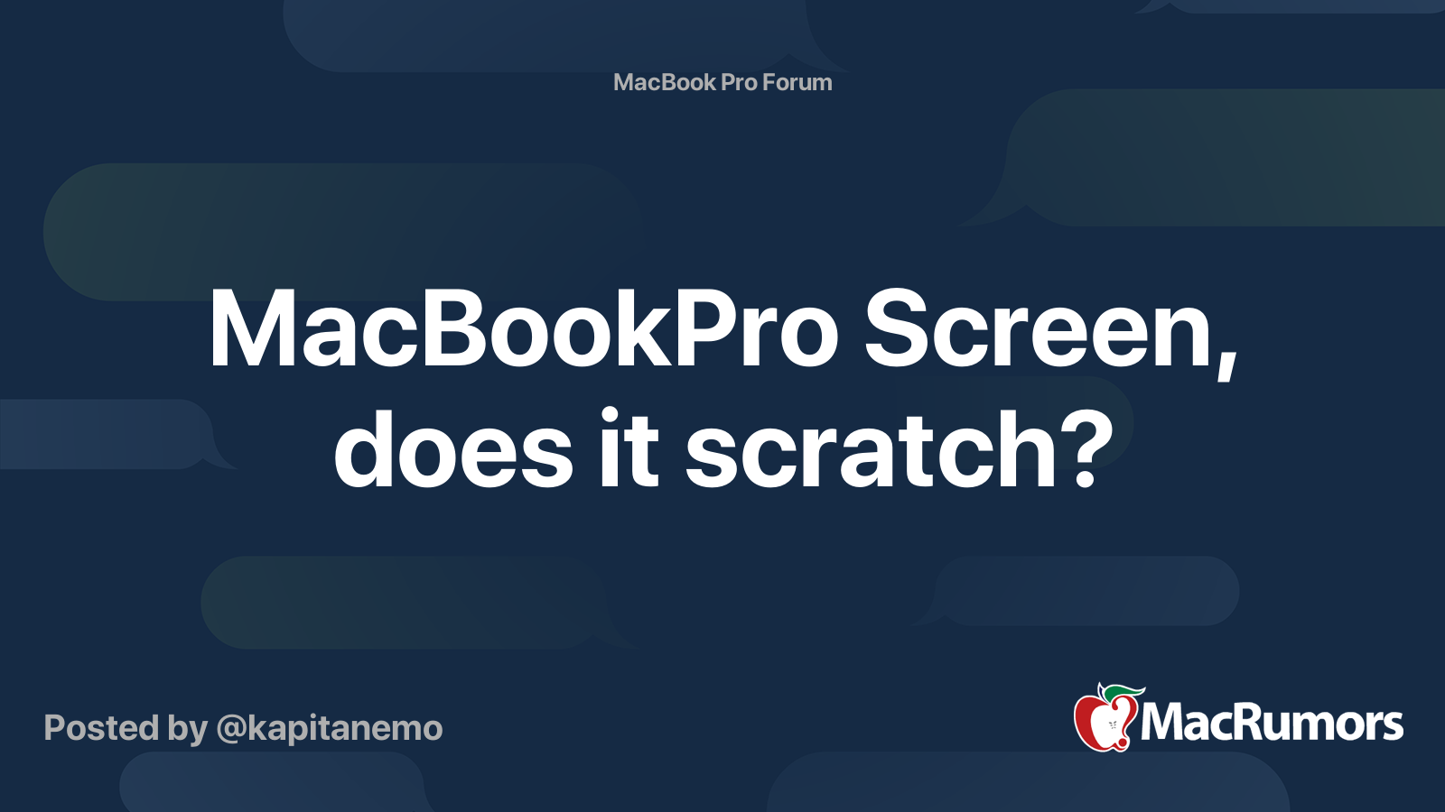 MacBookPro Screen, does it scratch? | MacRumors Forums