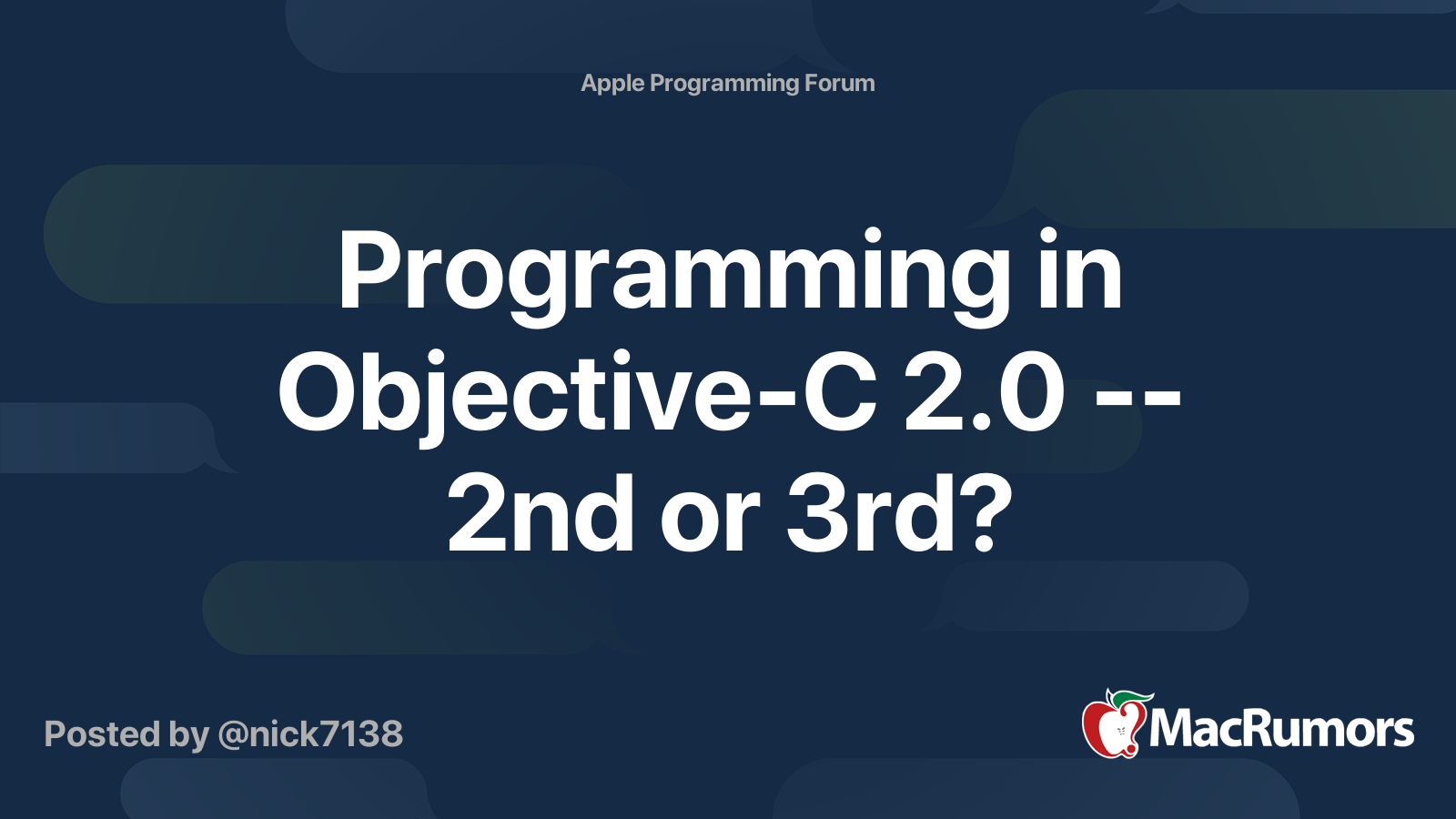 Programming in Objective-C 2.0 -- 2nd or 3rd? | MacRumors Forums