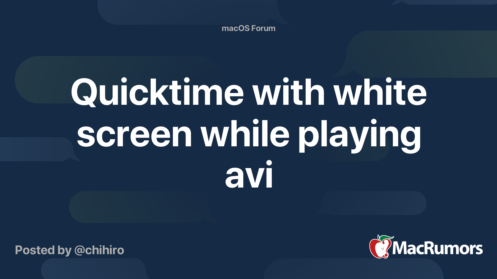 Quicktime with white screen while playing avi | MacRumors Forums