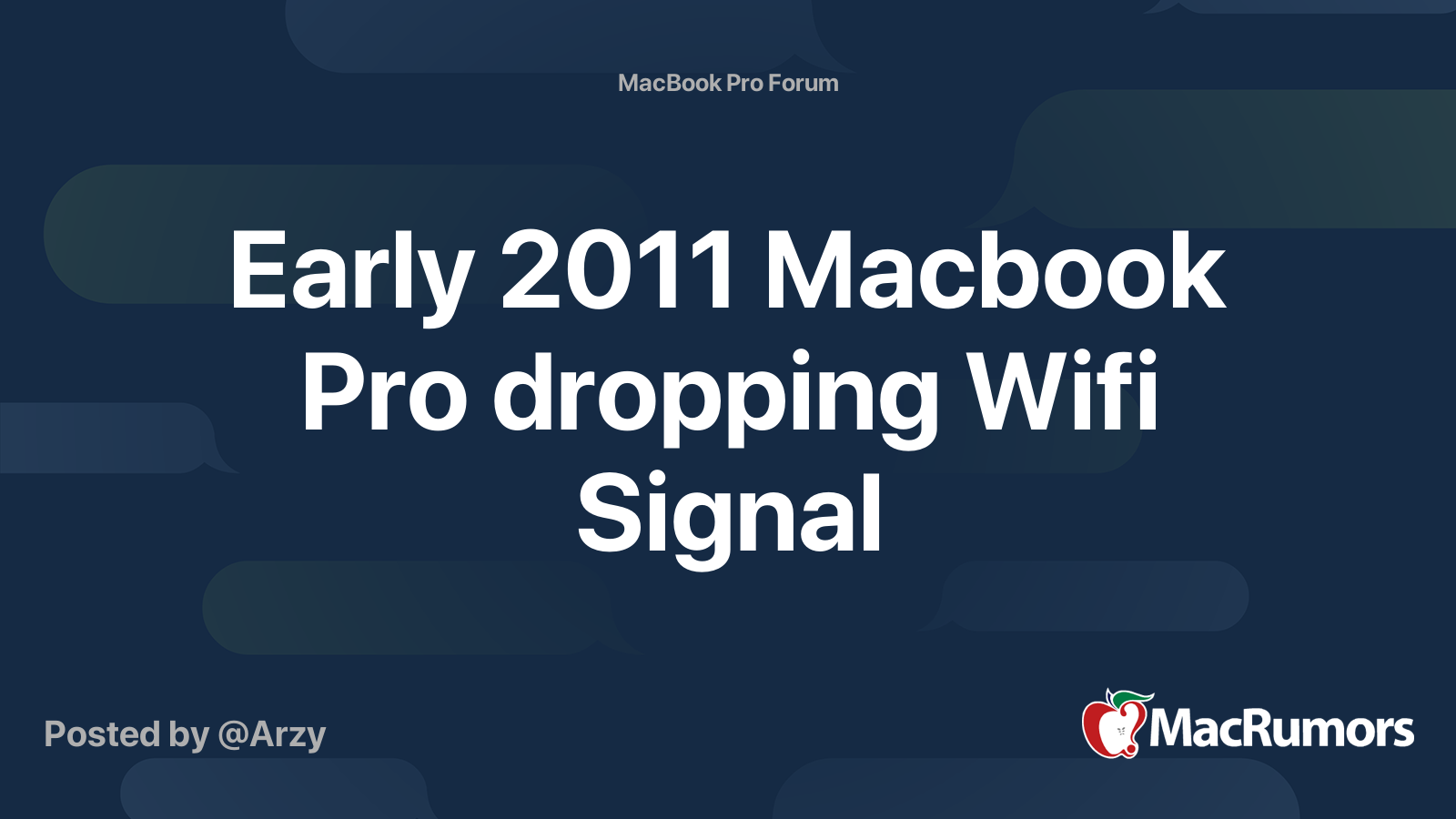 Early 2011 Macbook Pro dropping Wifi Signal | MacRumors Forums