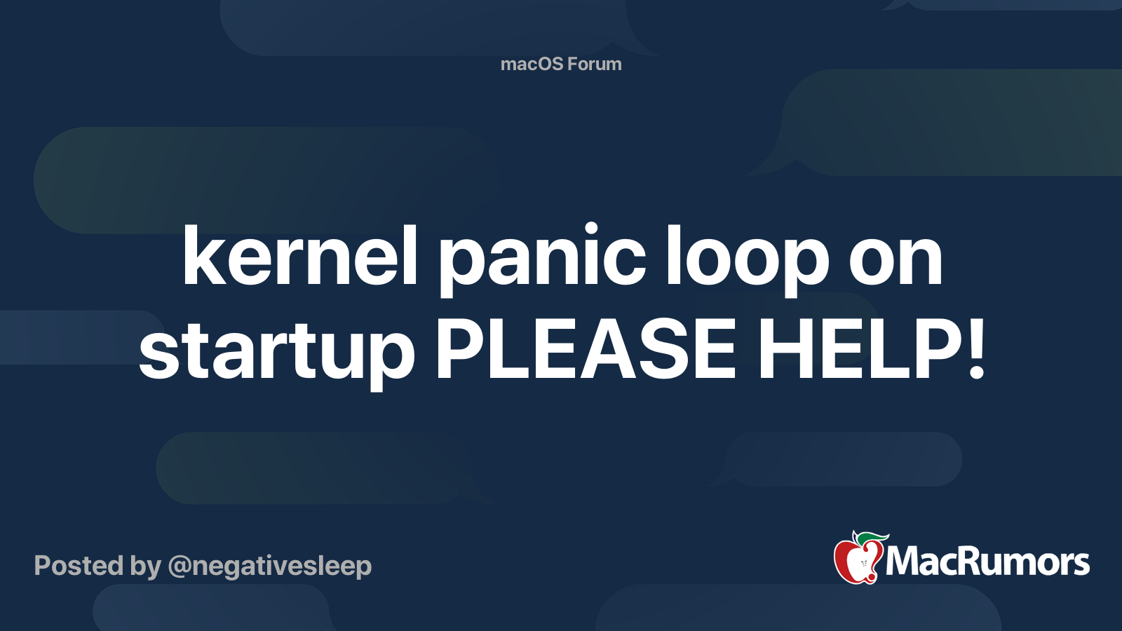 kernel panic loop on startup PLEASE HELP! | MacRumors Forums
