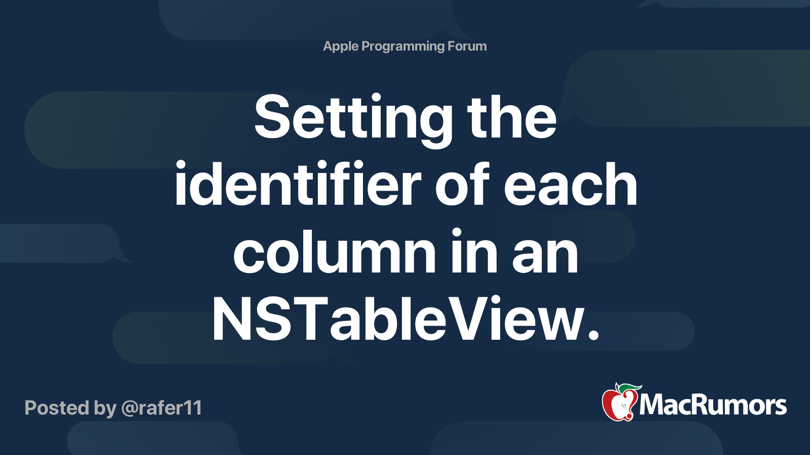 Setting the identifier of each column in an NSTableView. | MacRumors Forums