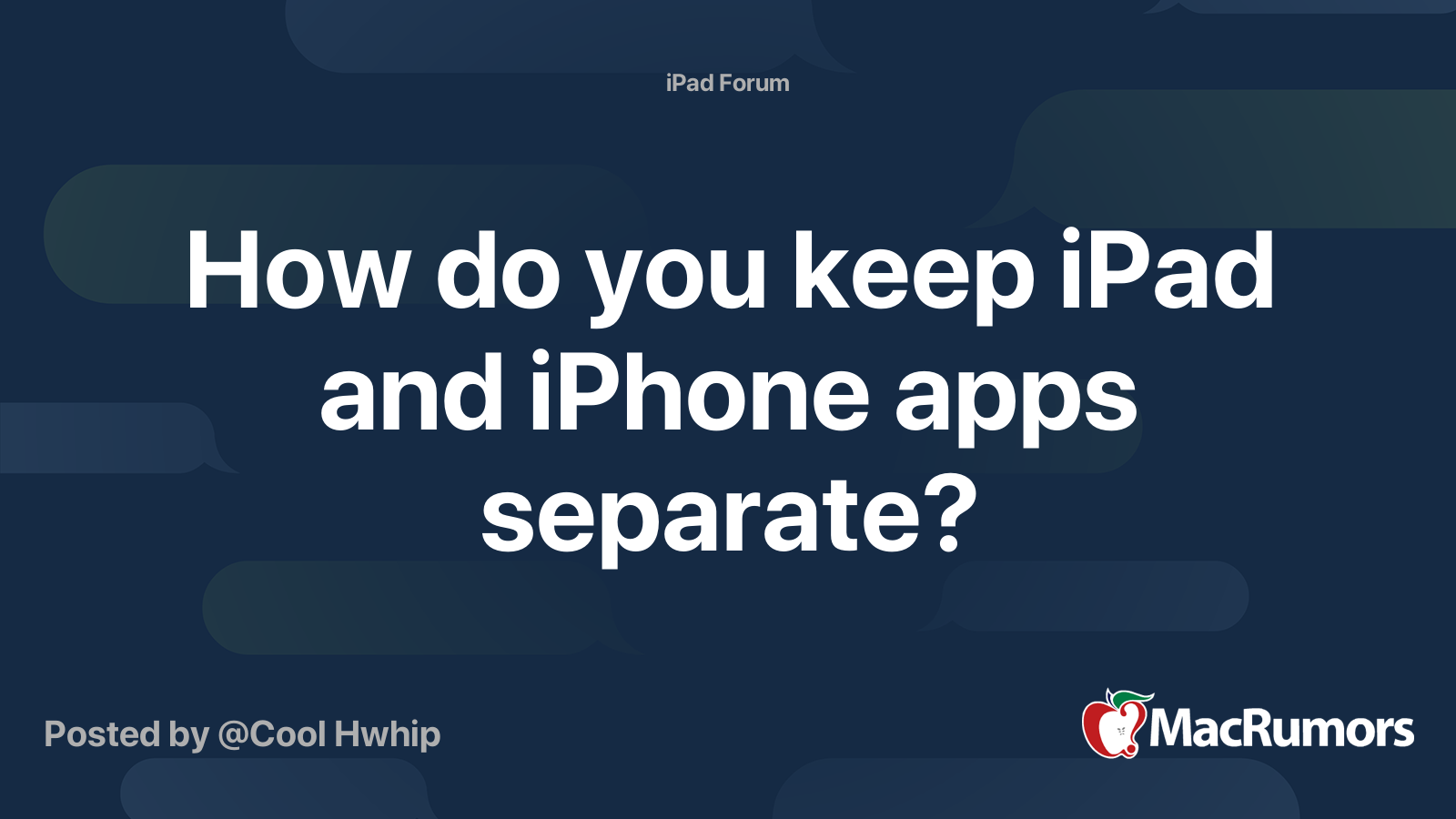 How do you keep iPad and iPhone apps separate? | MacRumors Forums