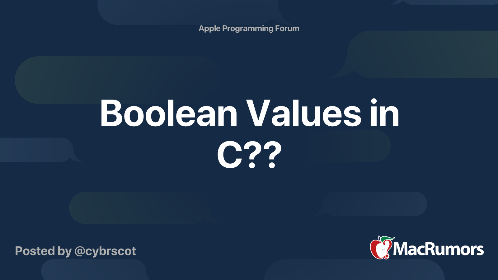 Boolean Values in C?? | MacRumors Forums