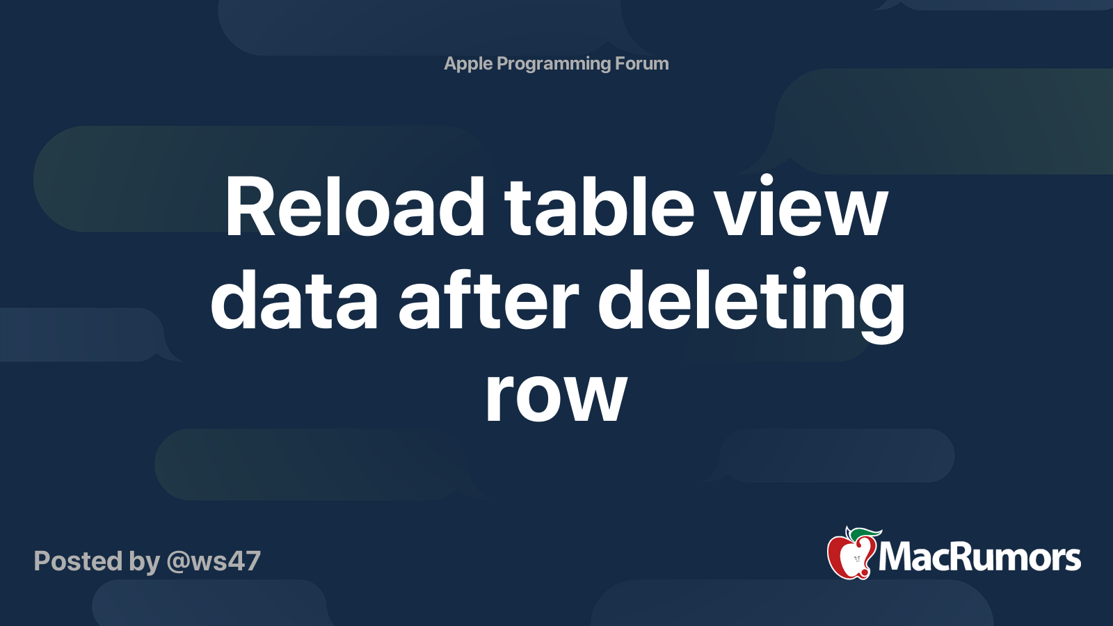 Reload Table View Data After Deleting Row Macrumors Forums 1603