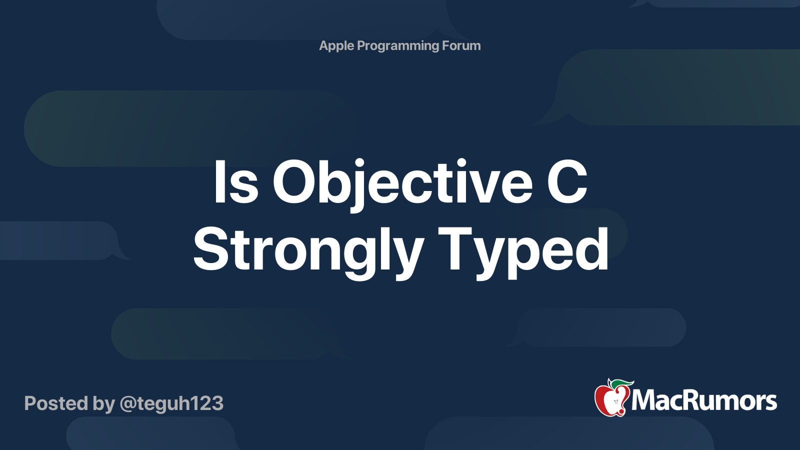 Is Objective C Strongly Typed Macrumors Forums