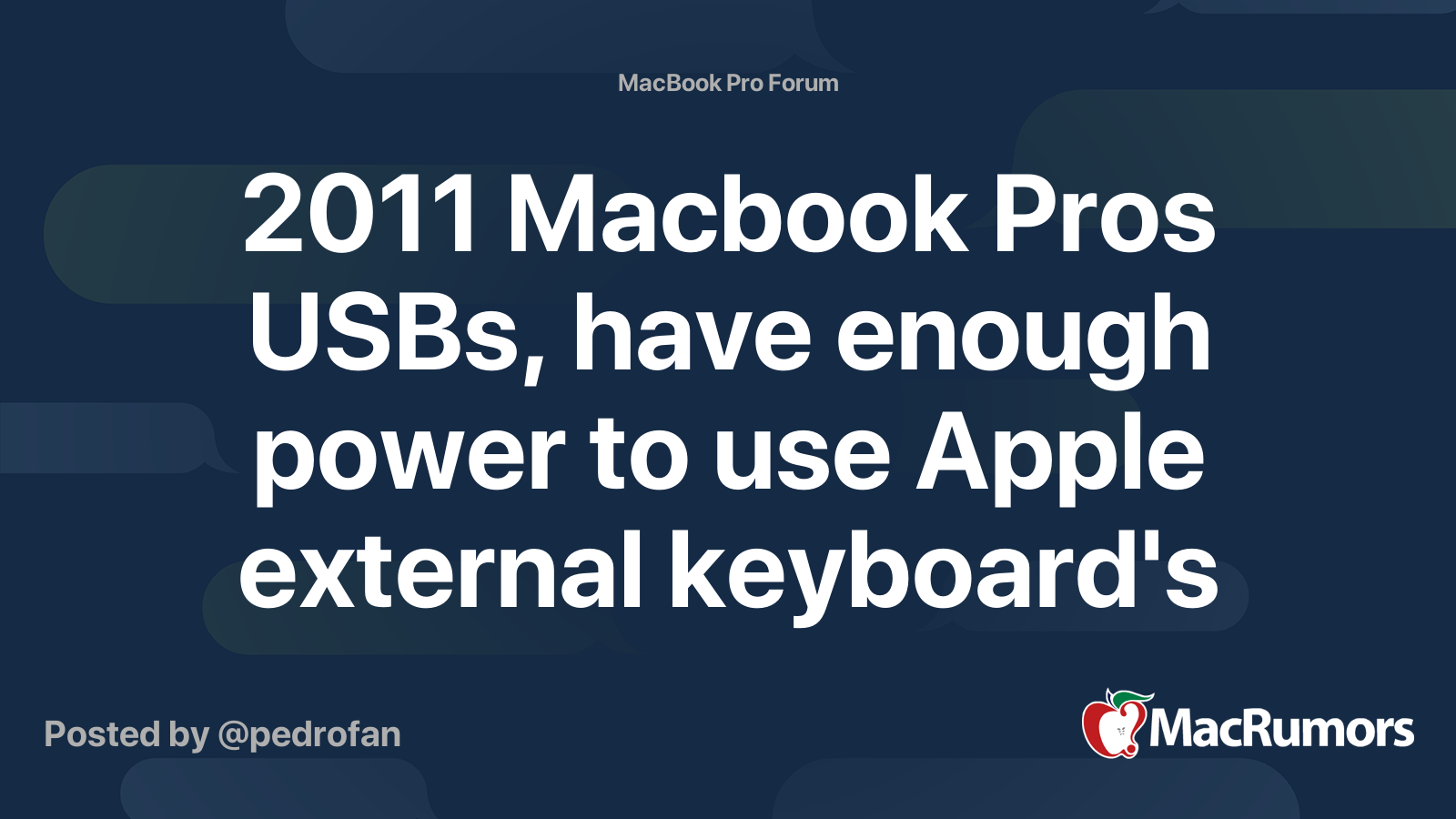 2011 Macbook Pros USBs, have enough power to use Apple external ...