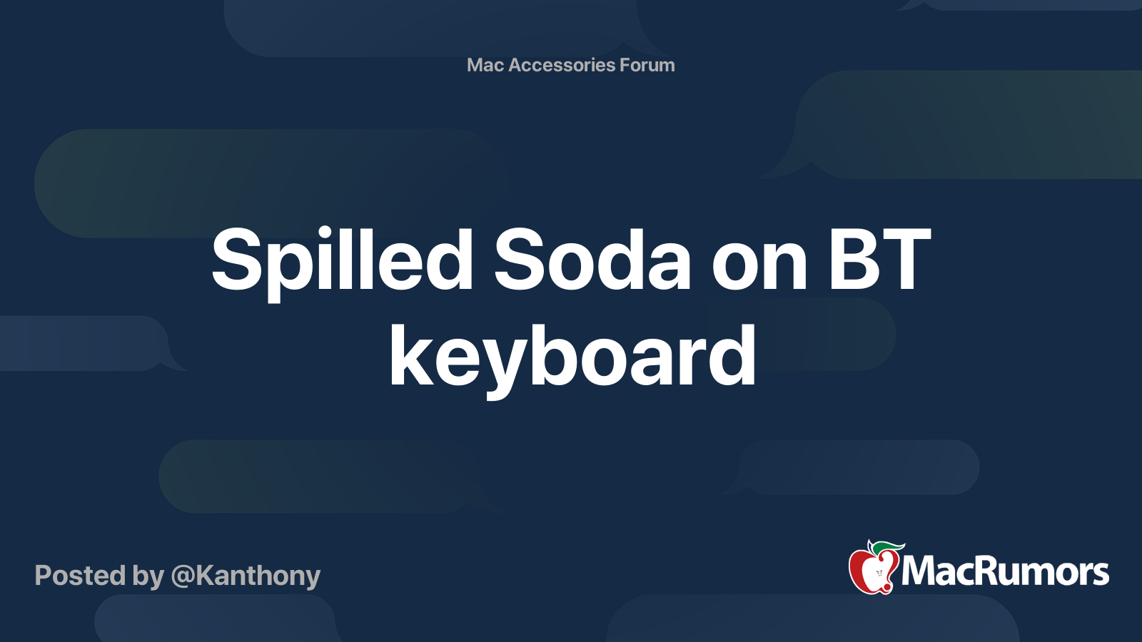Spilled Soda on BT keyboard | MacRumors Forums