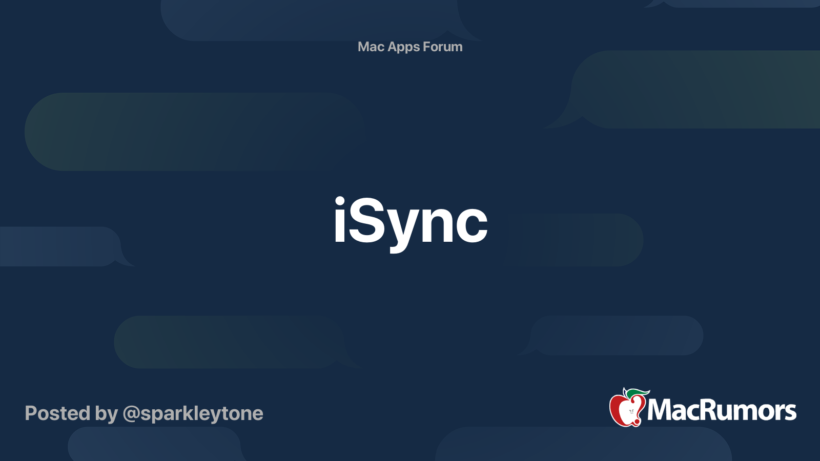 iSync | MacRumors Forums
