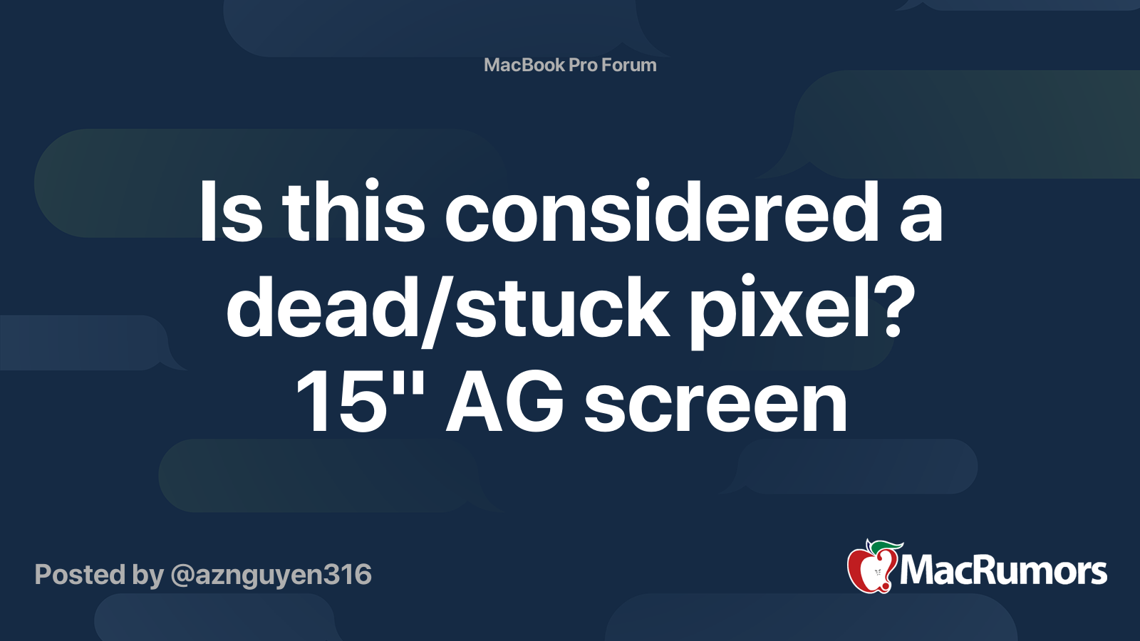 Is this considered a dead/stuck pixel? 15" AG screen | MacRumors Forums