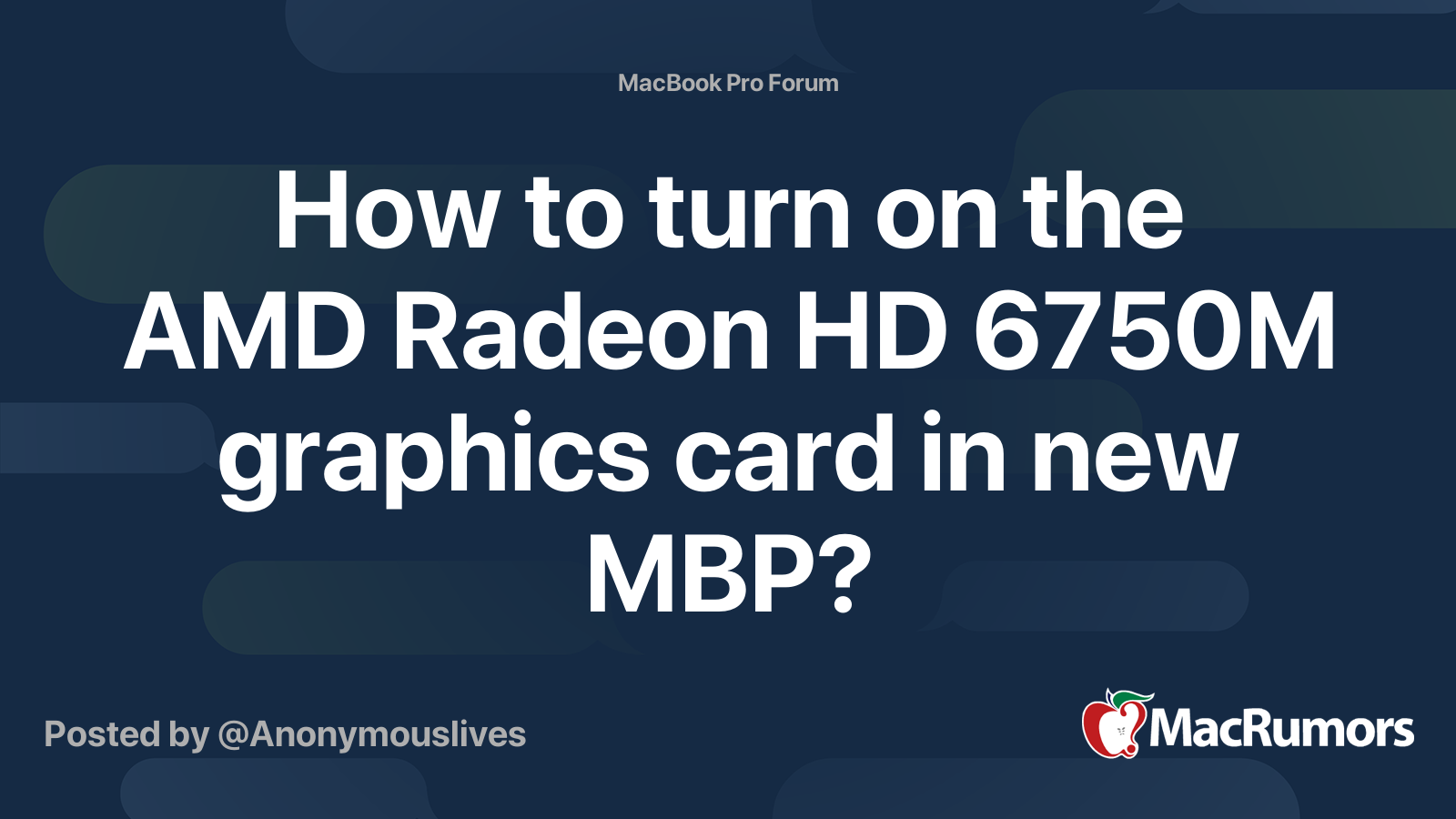 How to turn on the AMD Radeon HD 6750M graphics card in new MBP ...
