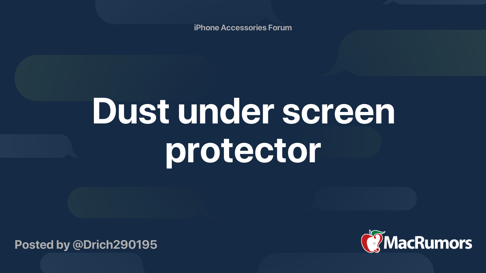 Dust under screen protector | MacRumors Forums