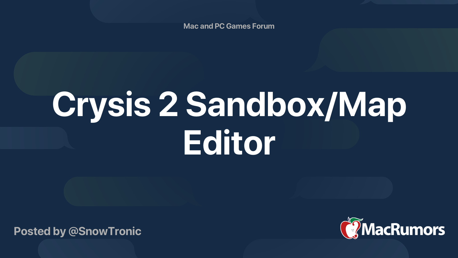 Crysis 2 Sandbox/Map Editor | MacRumors Forums