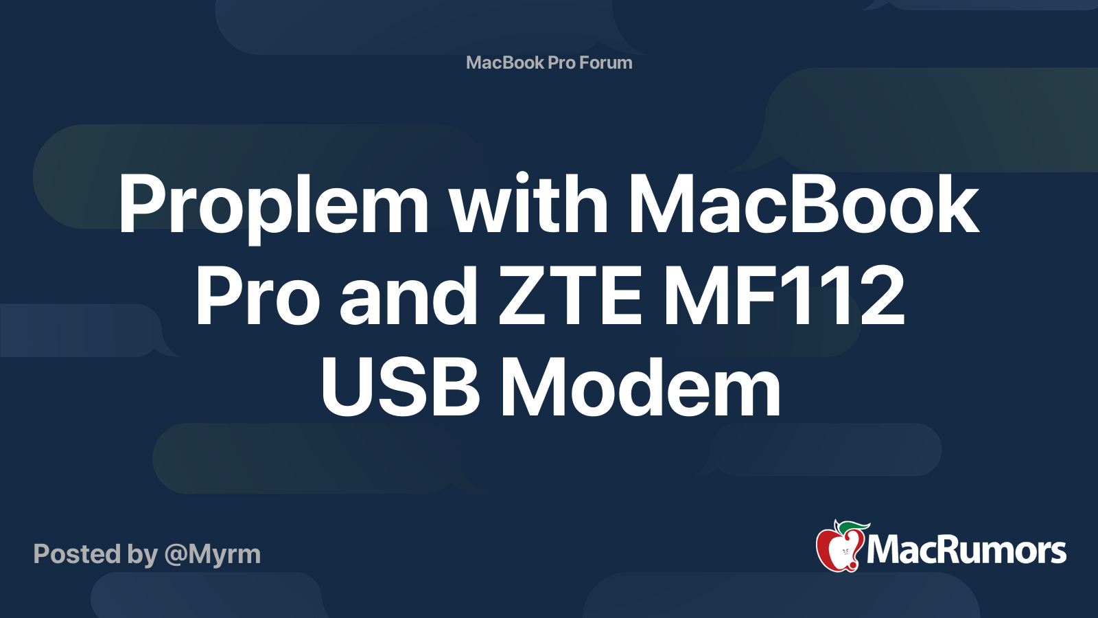Proplem with MacBook Pro and ZTE MF112 USB Modem | MacRumors Forums