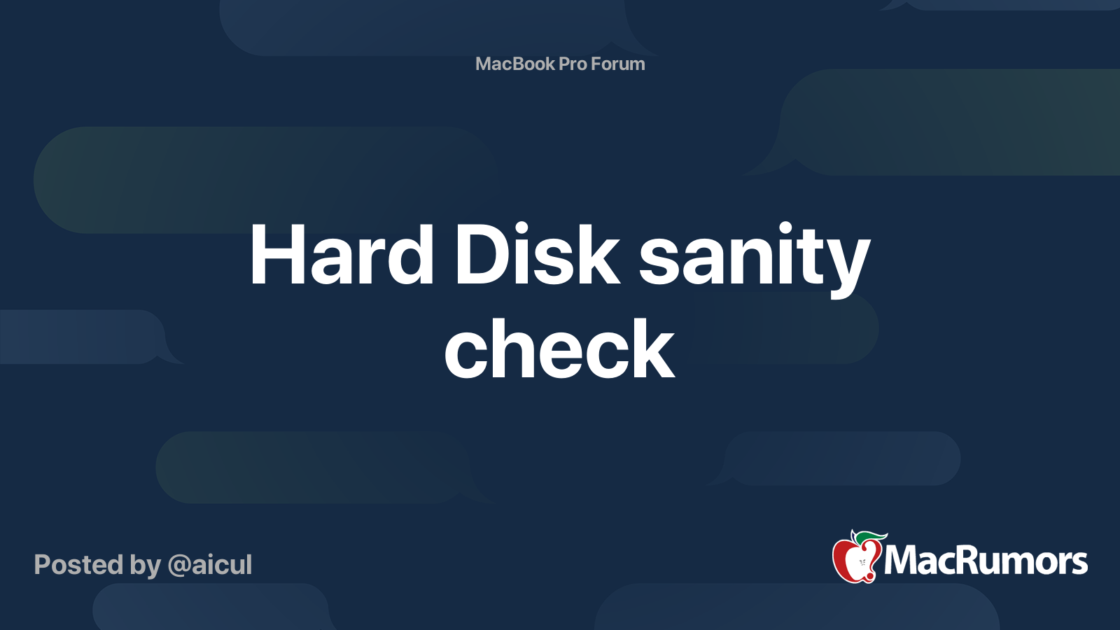 Hard Disk sanity check | MacRumors Forums