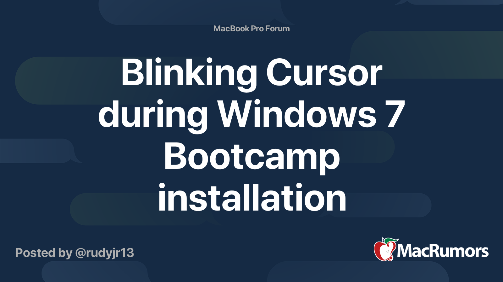 Blinking Cursor during Windows 7 Bootcamp installation | MacRumors Forums