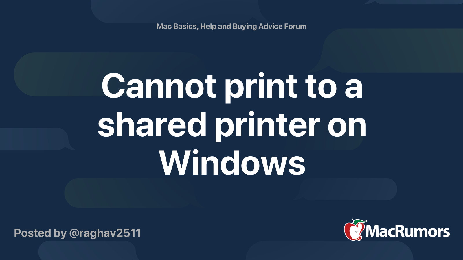 Cannot print to a shared printer on Windows | MacRumors Forums