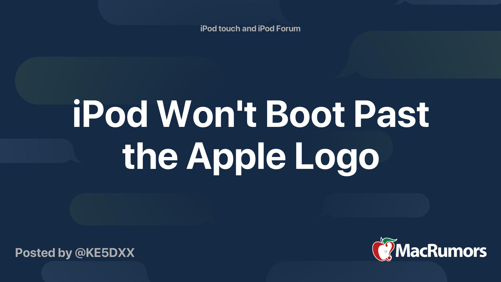 iPod Won't Boot Past the Apple Logo | MacRumors Forums