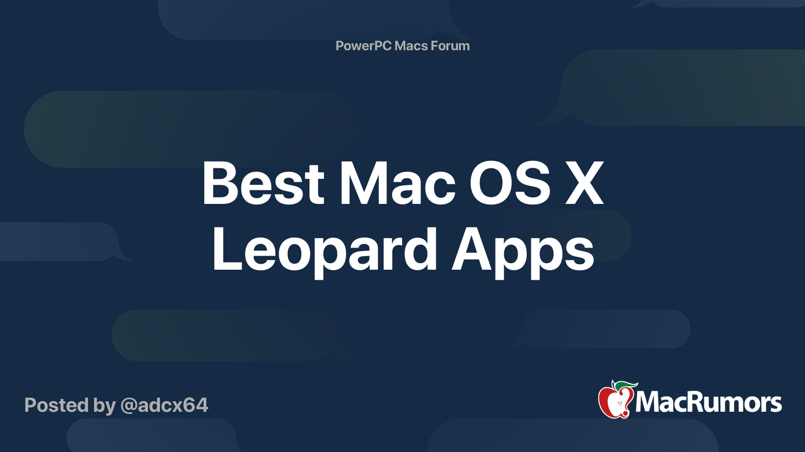 Best Mac OS X Leopard Apps | MacRumors Forums