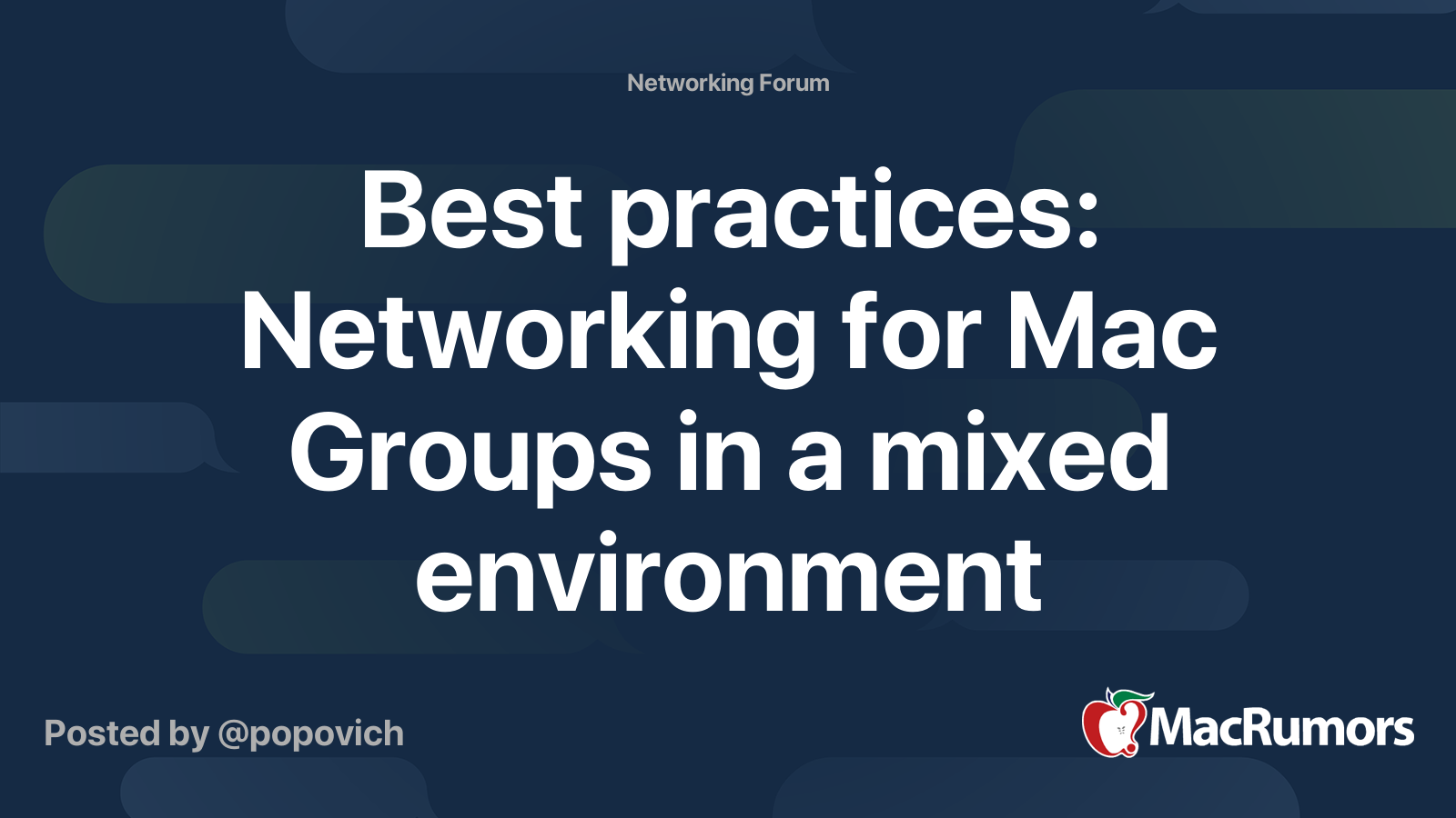 Best practices: Networking for Mac Groups in a mixed environment | MacRumors Forums