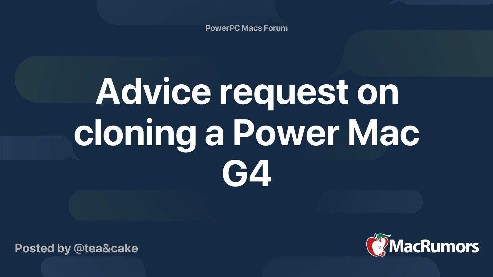 Advice request on cloning a Power Mac G4 | MacRumors Forums