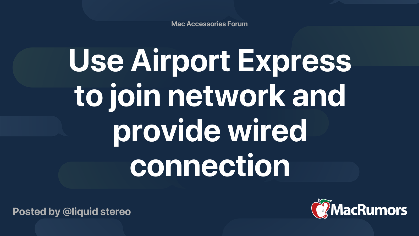 Use Airport Express to join network and provide wired connection ...
