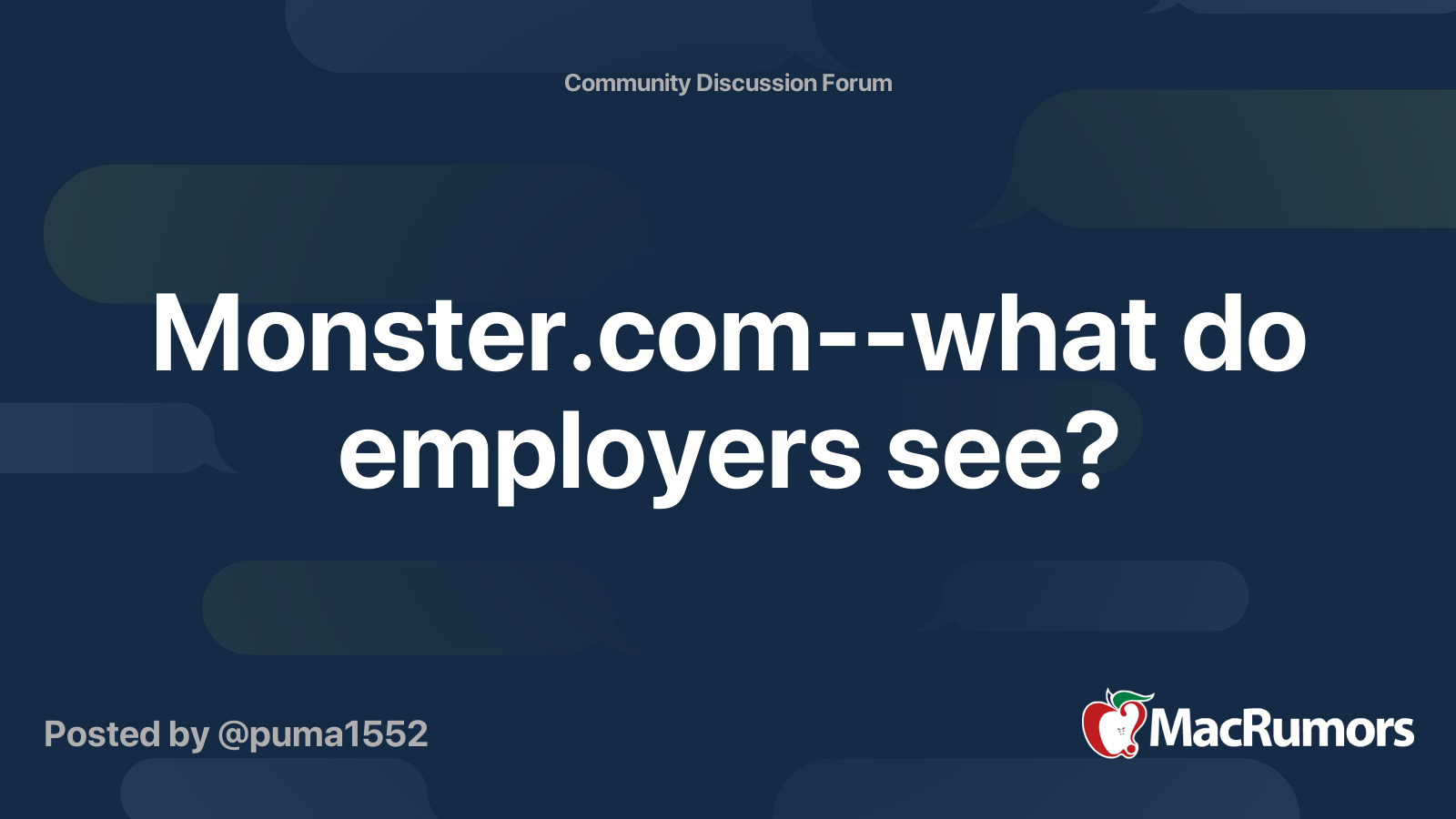 Monster.com--what do employers see? | MacRumors Forums