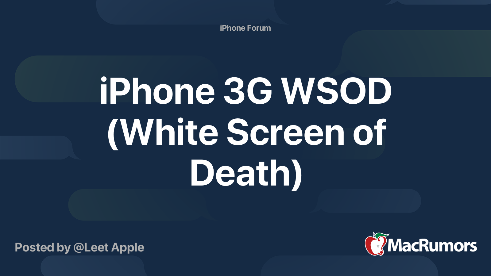 iPhone 3G WSOD (White Screen of Death) | MacRumors Forums