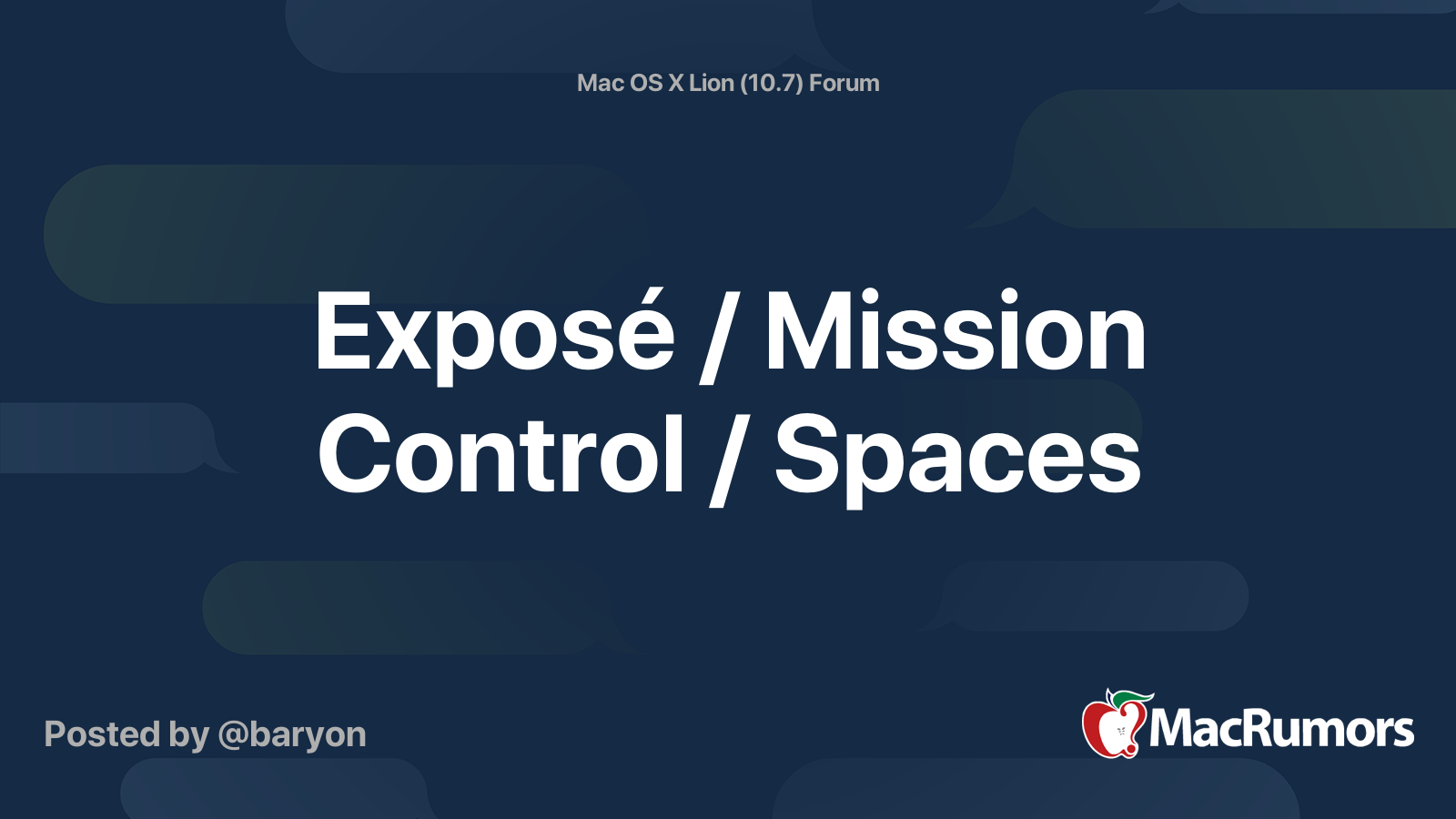 Exposé / Mission Control / Spaces | MacRumors Forums