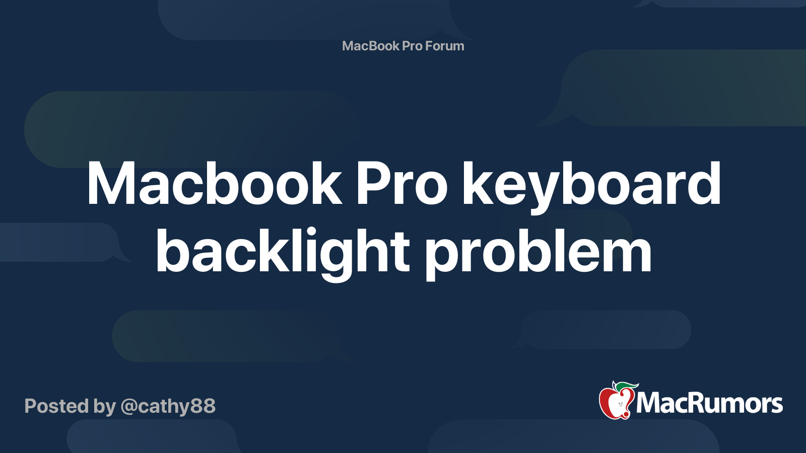Macbook Pro keyboard backlight problem | MacRumors Forums