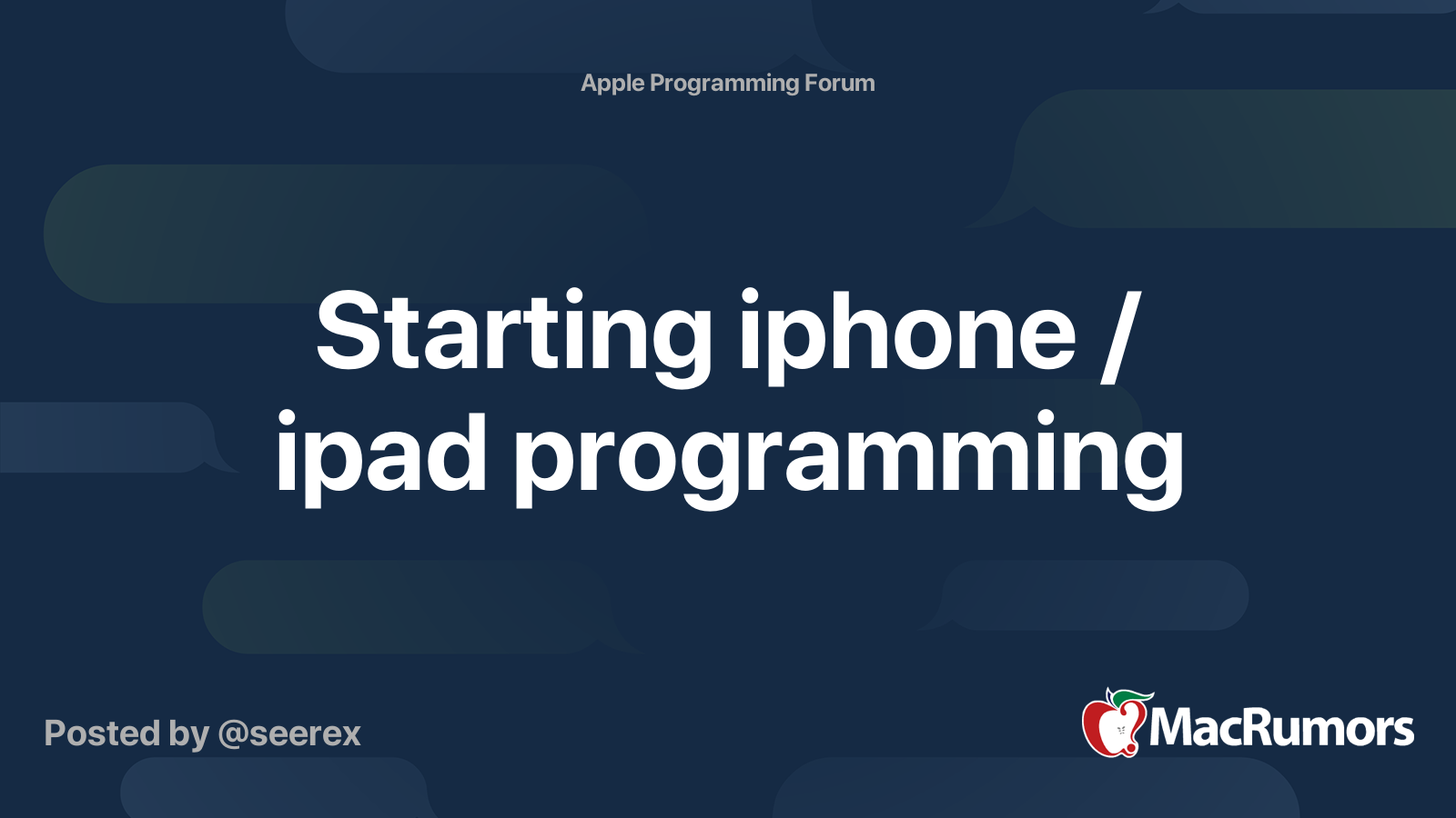 Starting Iphone Ipad Programming Macrumors Forums