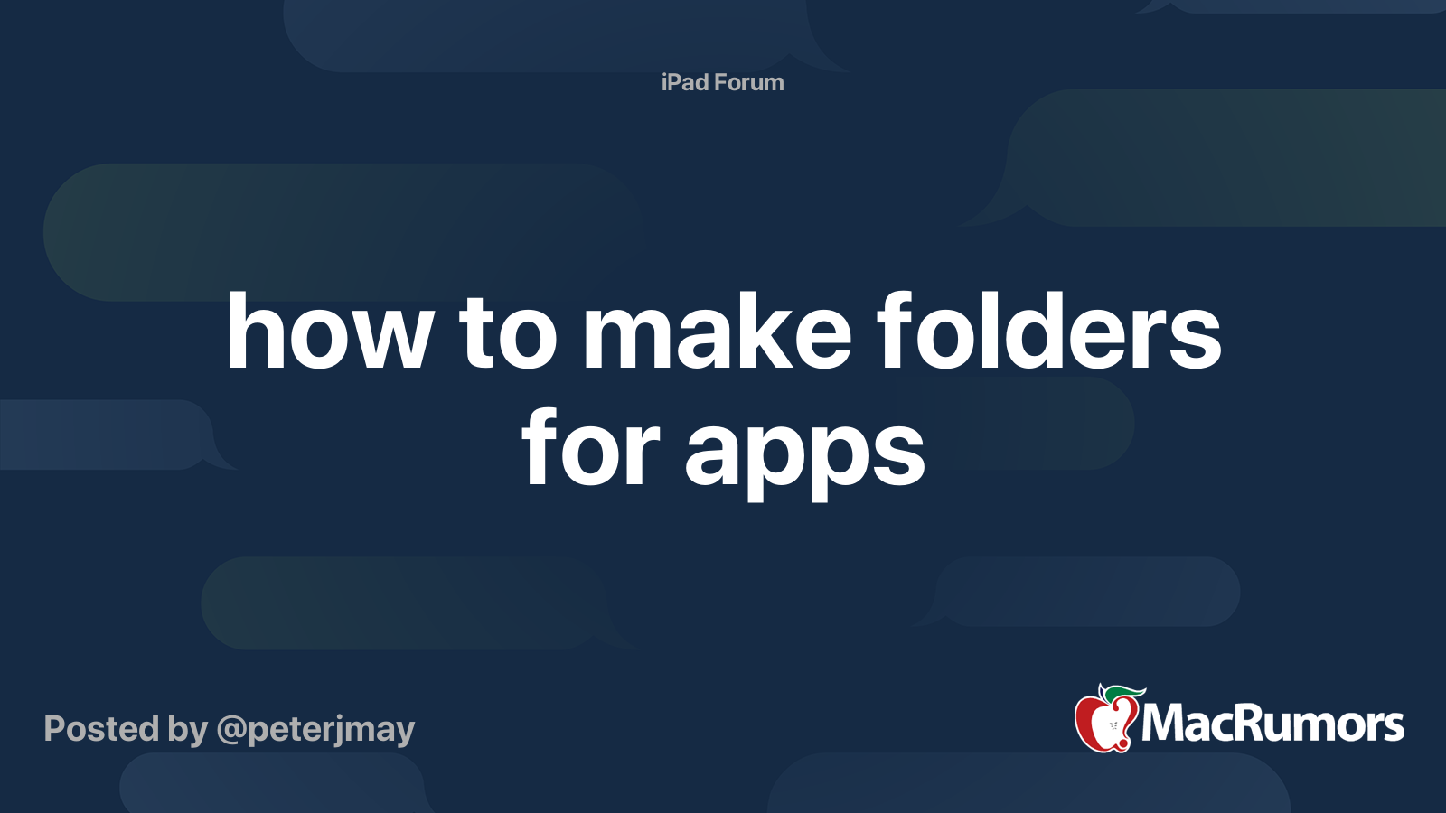 how to make folders for apps | MacRumors Forums