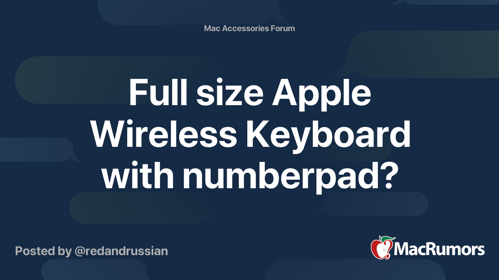 Full size Apple Wireless Keyboard with numberpad? | MacRumors Forums