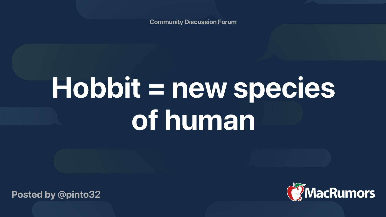 Hobbit = new species of human | MacRumors Forums