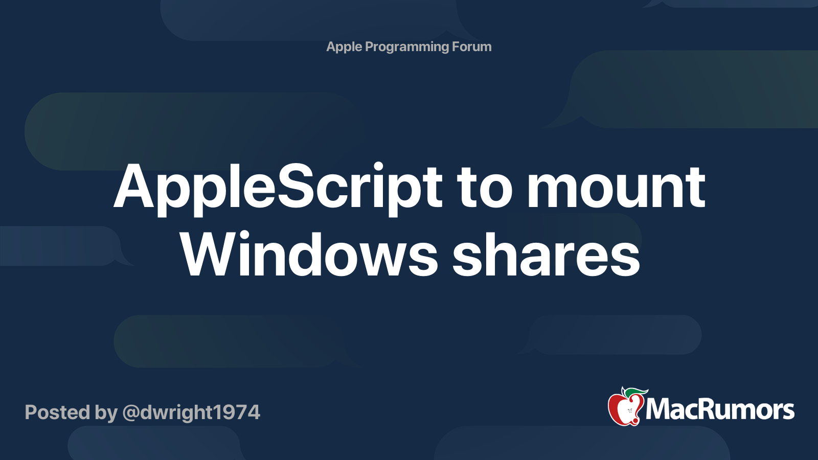 AppleScript to mount Windows shares | MacRumors Forums