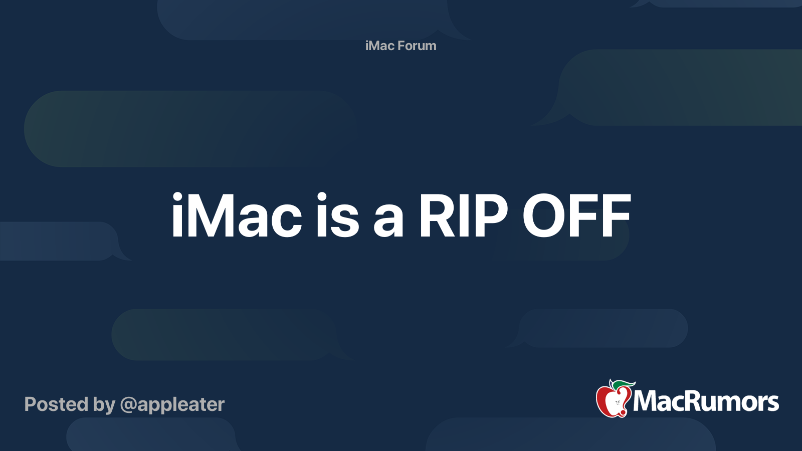 iMac is a RIP OFF | MacRumors Forums