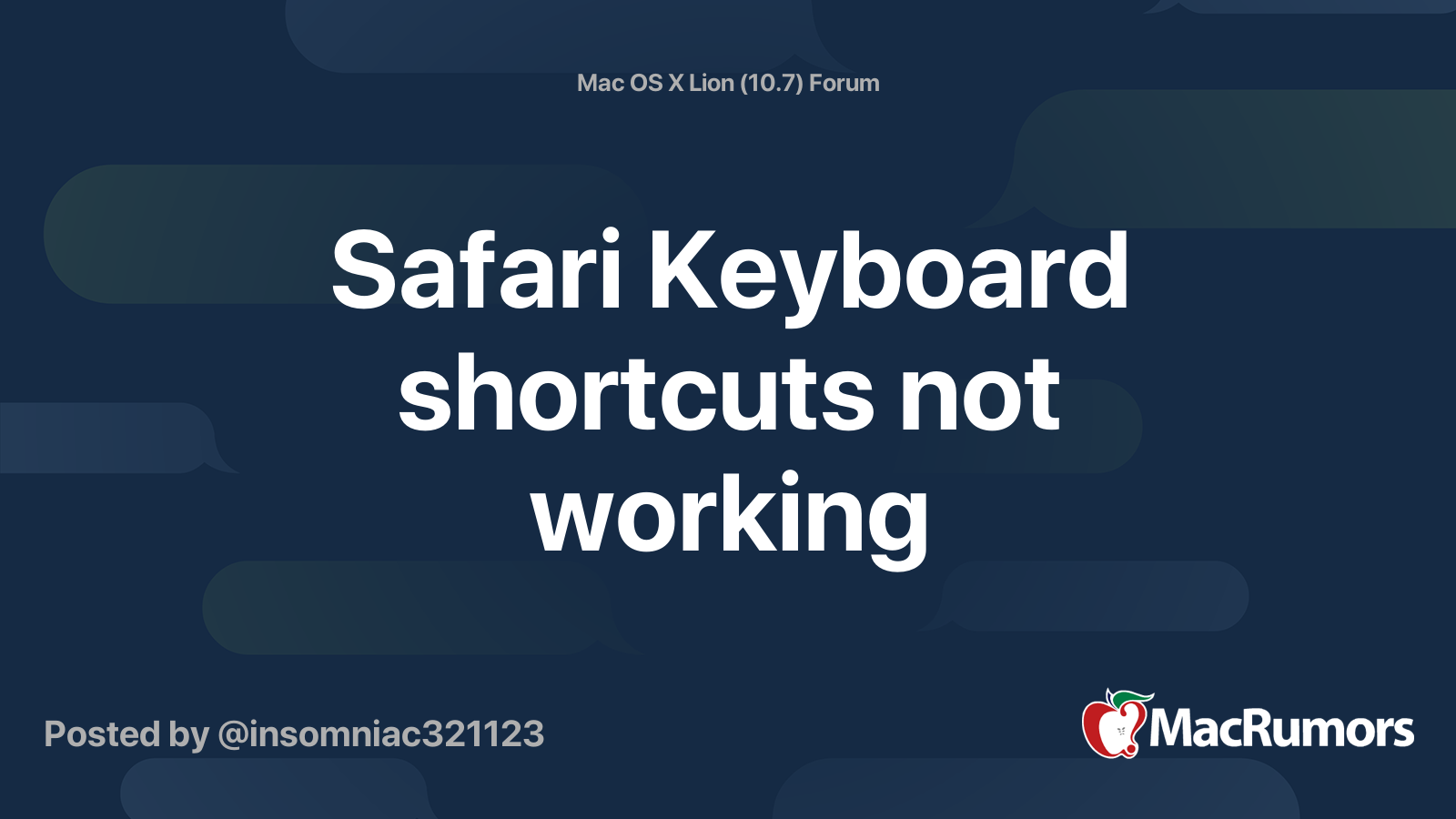 Safari Keyboard shortcuts not working | MacRumors Forums