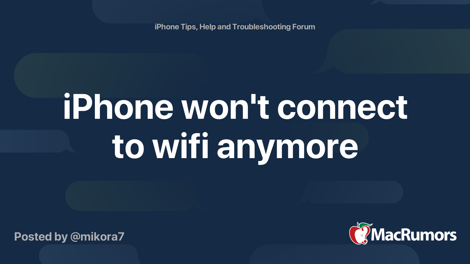 iPhone won't connect to wifi anymore | MacRumors Forums