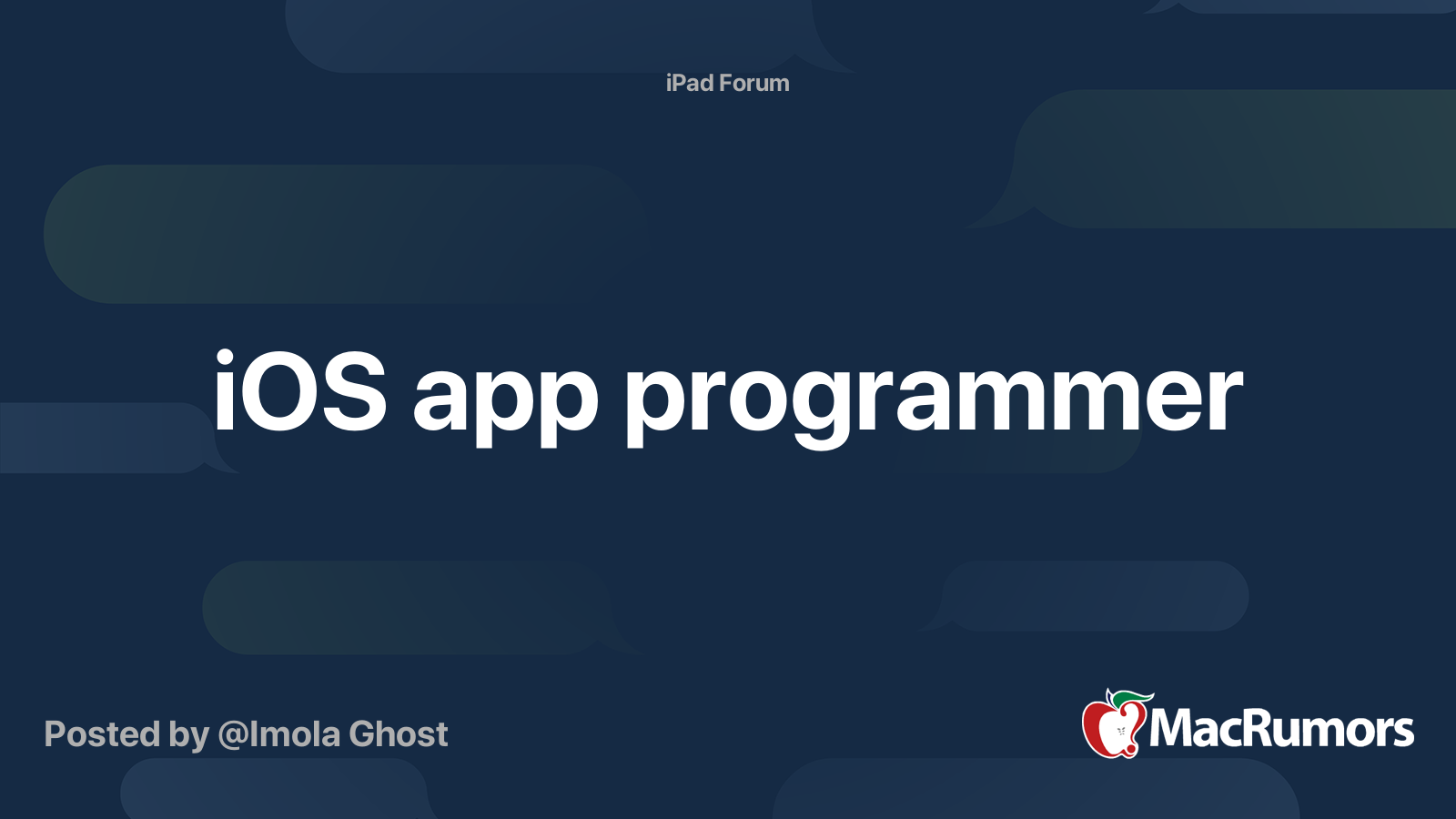 iOS app programmer | MacRumors Forums