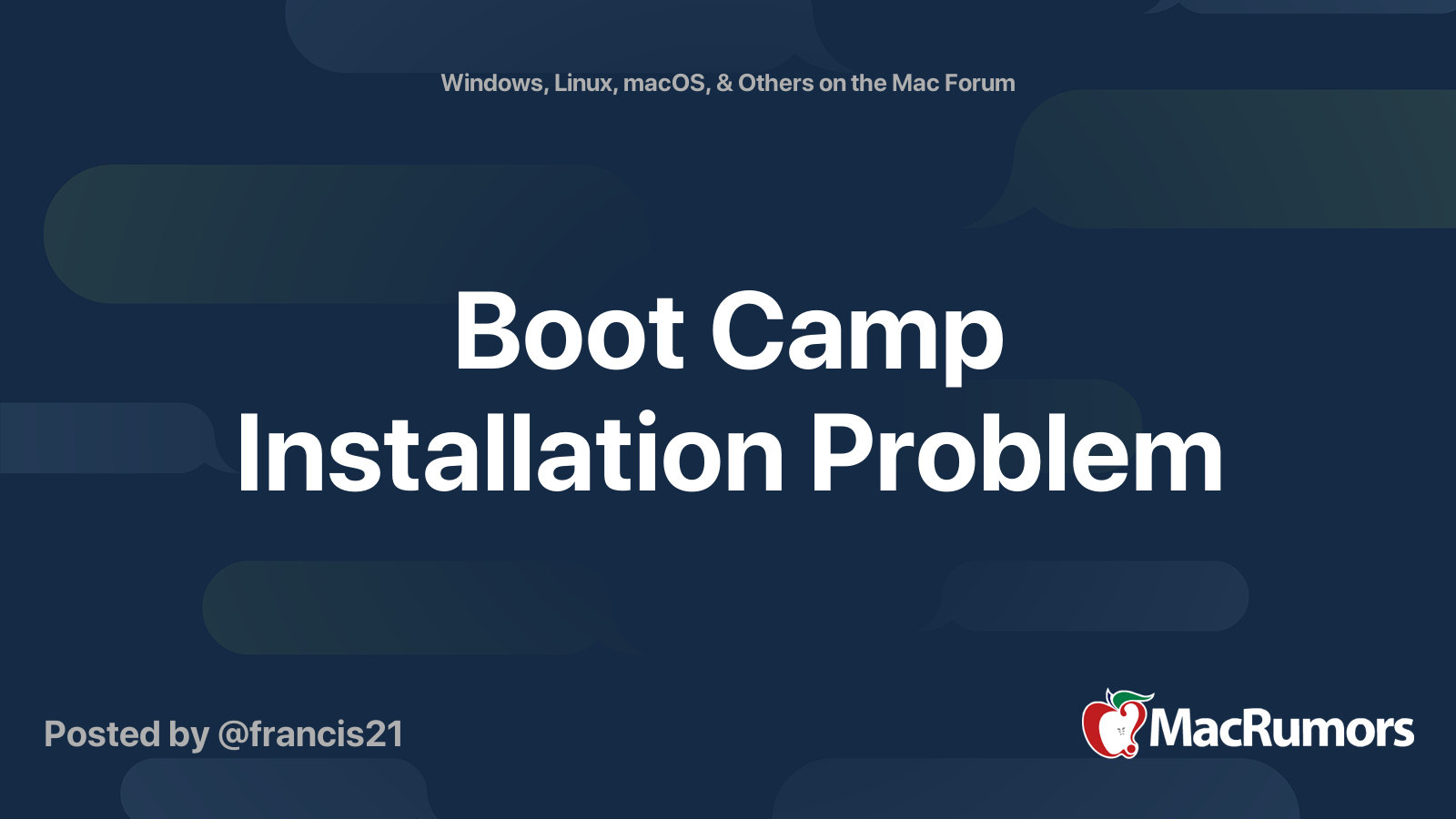 Boot Camp Installation Problem | MacRumors Forums