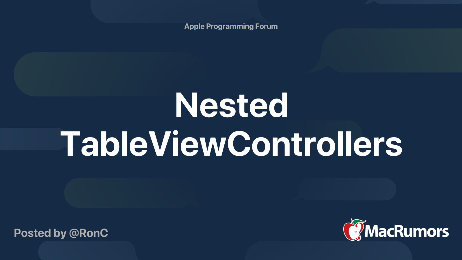 Nested TableViewControllers | MacRumors Forums