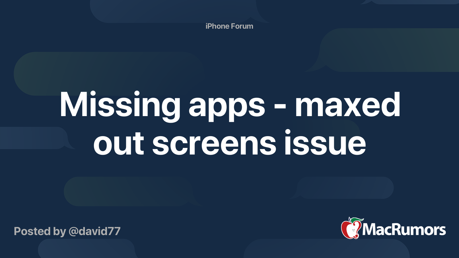 Missing apps - maxed out screens issue | MacRumors Forums