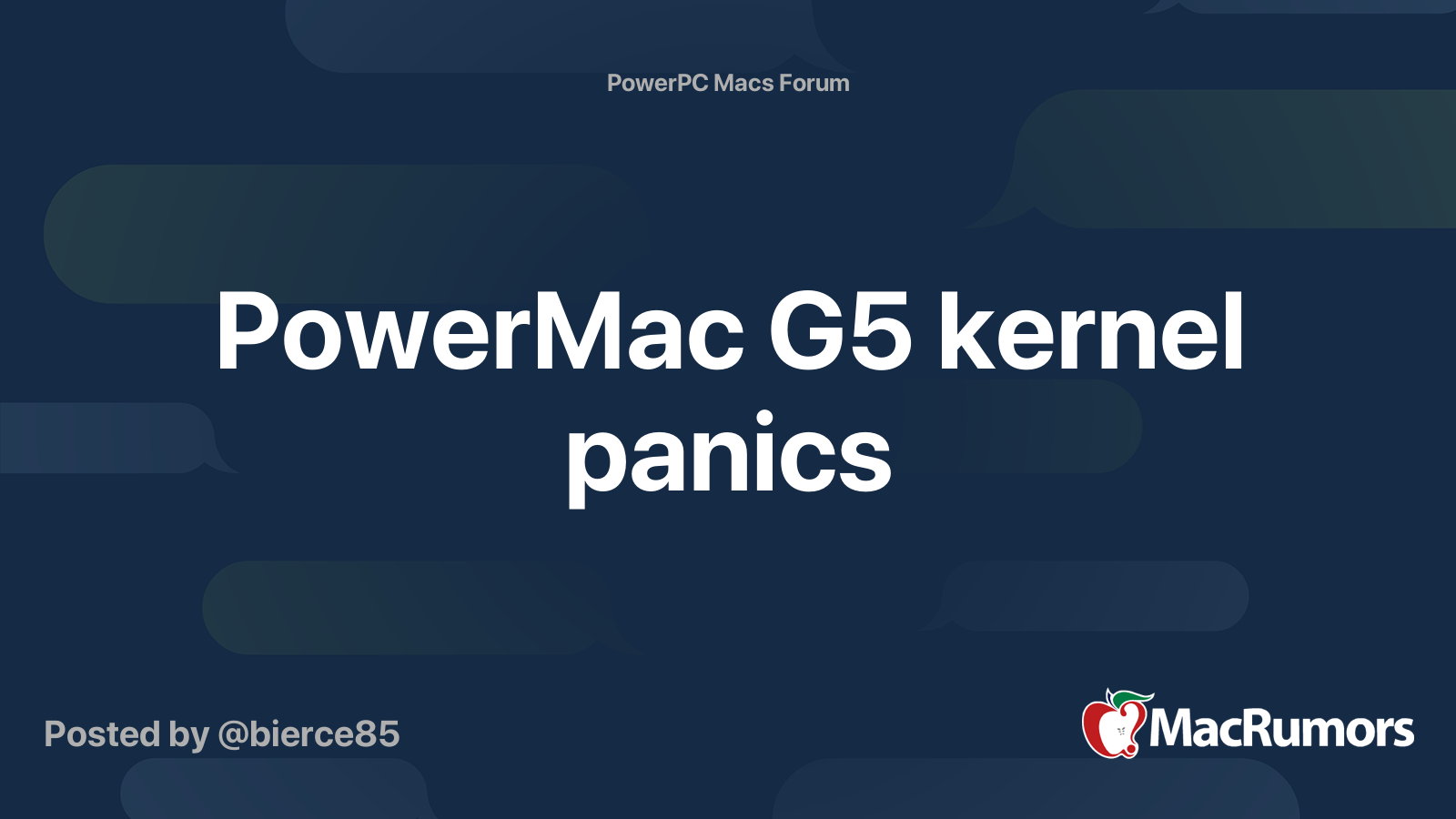PowerMac G5 kernel panics | MacRumors Forums