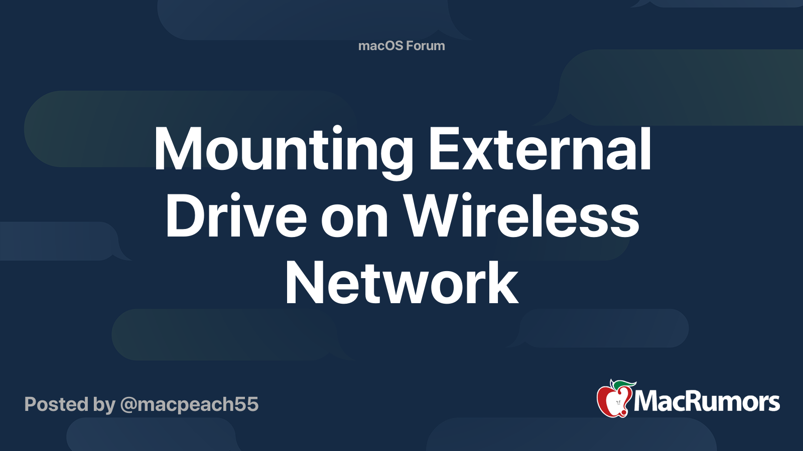 Mounting External Drive on Wireless Network | MacRumors Forums