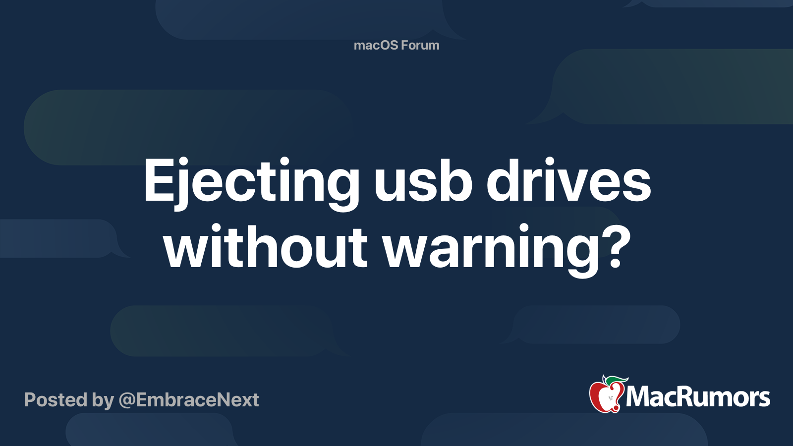 Ejecting usb drives without warning? | MacRumors Forums
