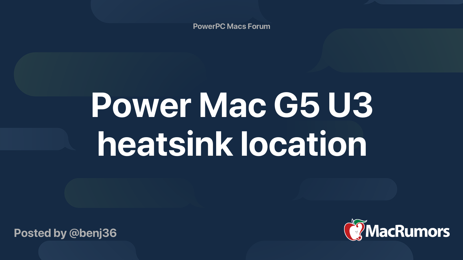 Power Mac G5 U3 heatsink location | MacRumors Forums