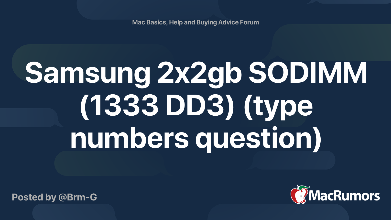 Samsung 2x2gb SODIMM (1333 DD3) (type numbers question) | MacRumors Forums