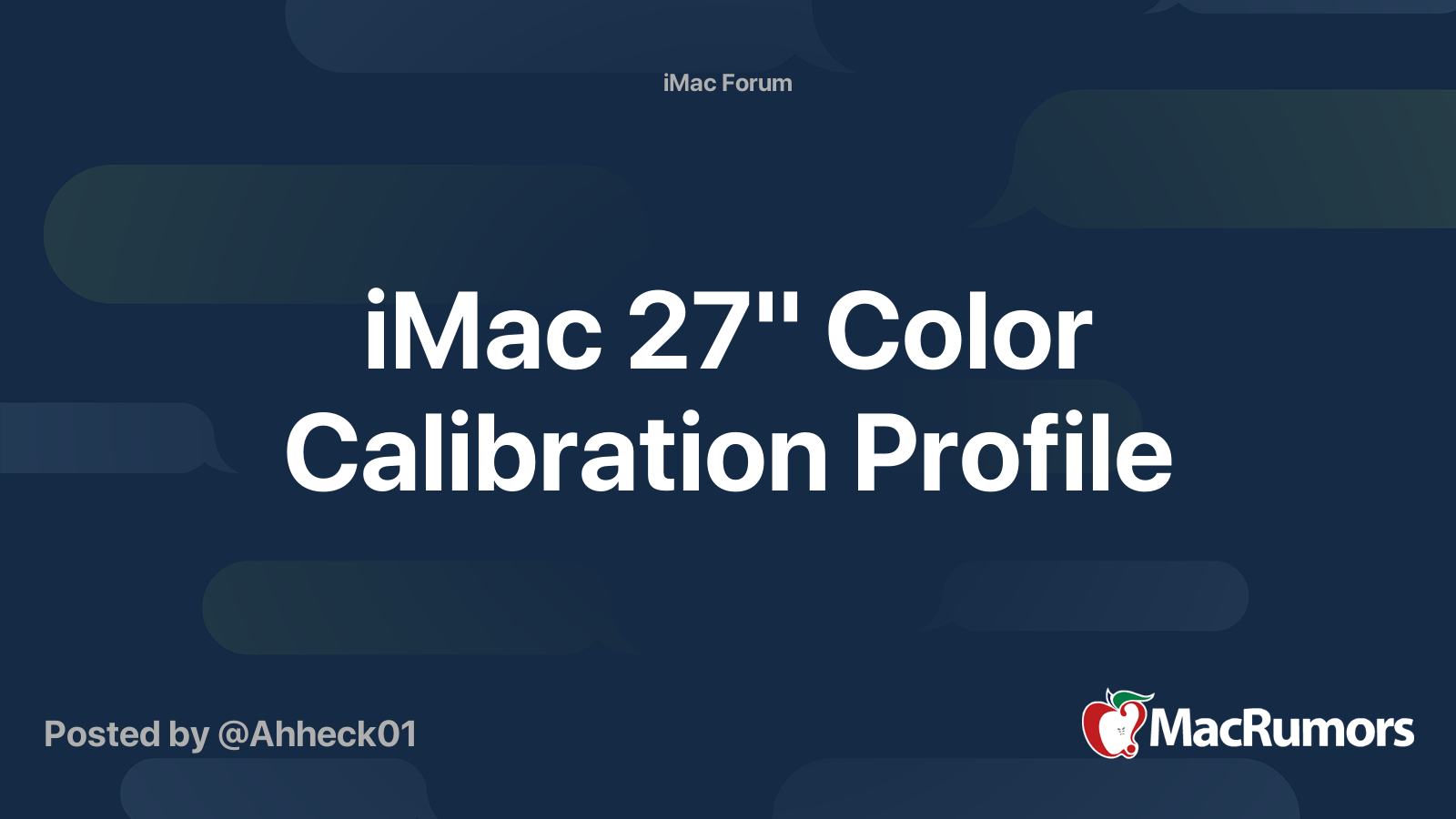 iMac 27" Color Calibration Profile | MacRumors Forums